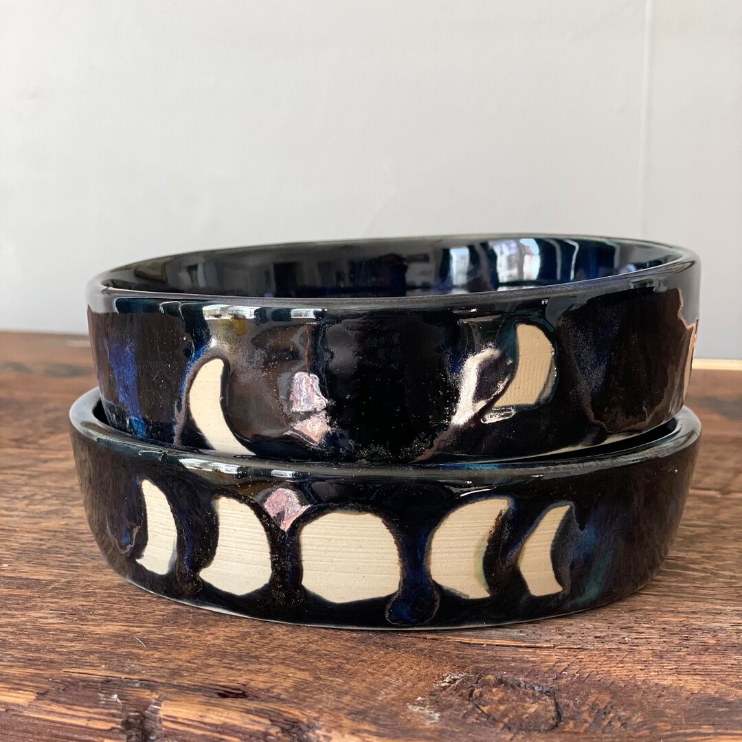 Handmade Ceramic Pet Bowl Set – Moon Phase Cosmic Pottery - Etsy