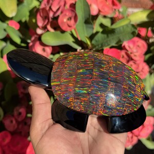 Handcrafted Solid Mexican Obsidian Turtle with Blue Mosaic Synthetic ...