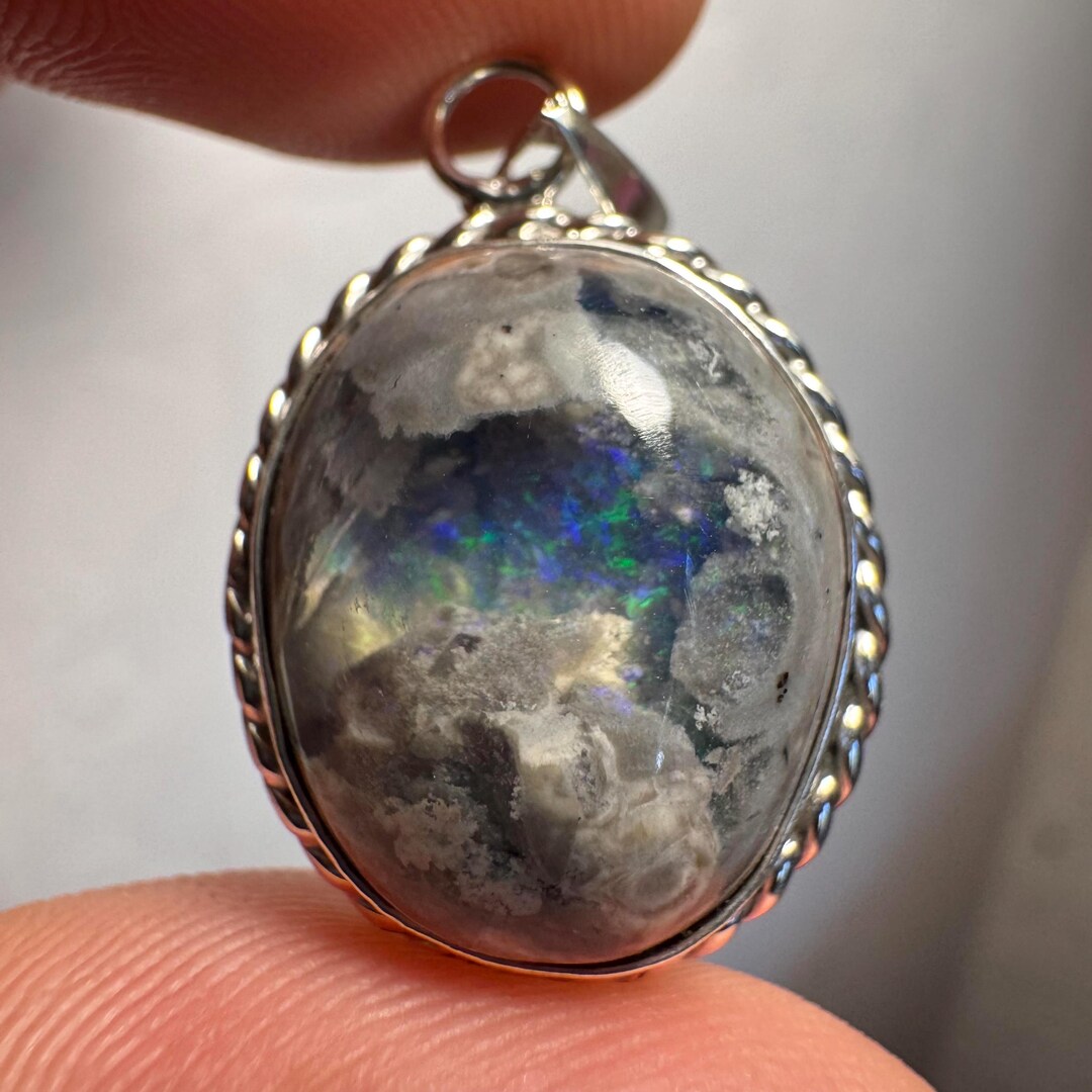 Cantera Opal Pendant, Silver Pendant, Matrix Opal Pendant, Bezelopal Pendant, Opal Charm, Silver ...