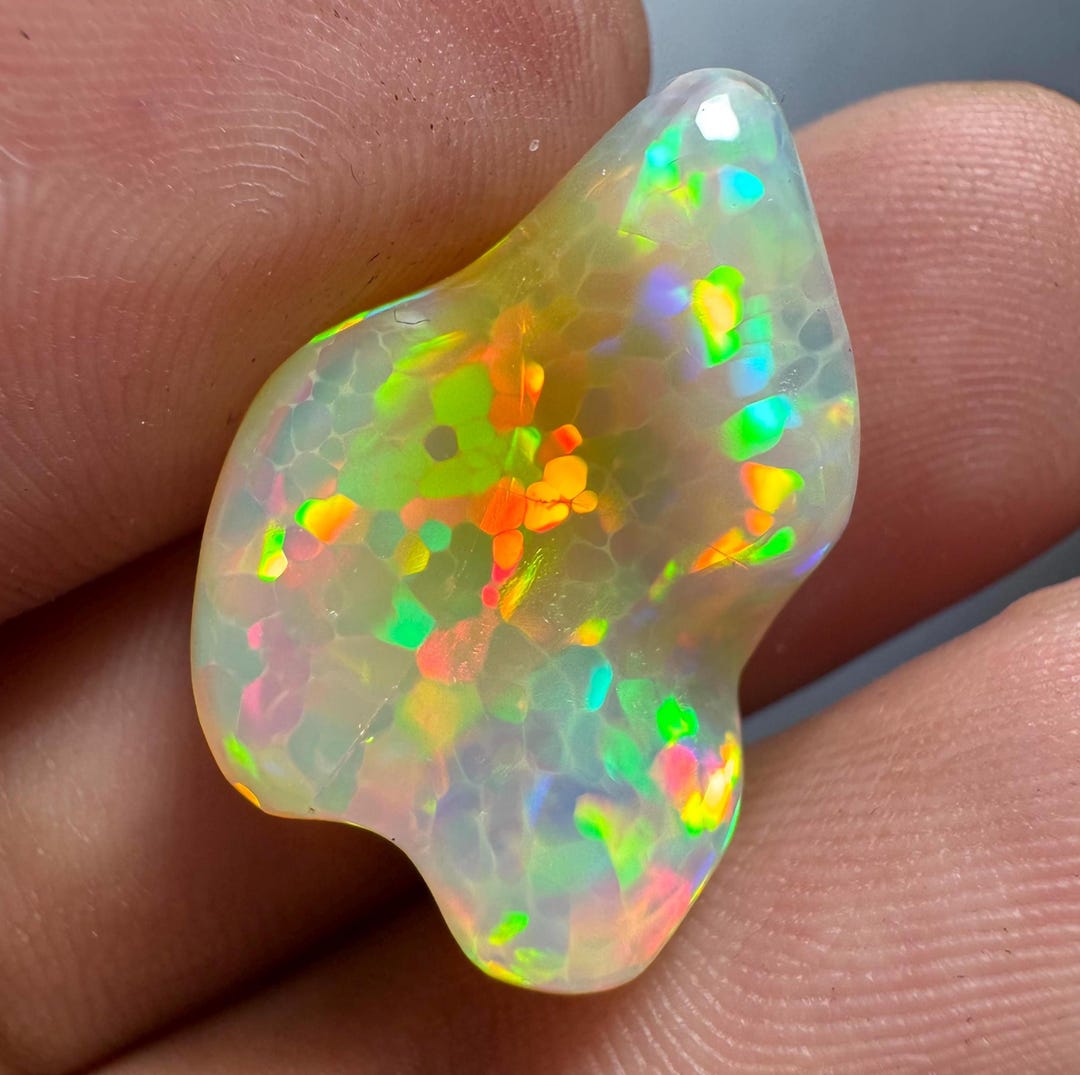 Hand Carved Free Form Polished Opal, Transparent Opal, Blue Opal ...