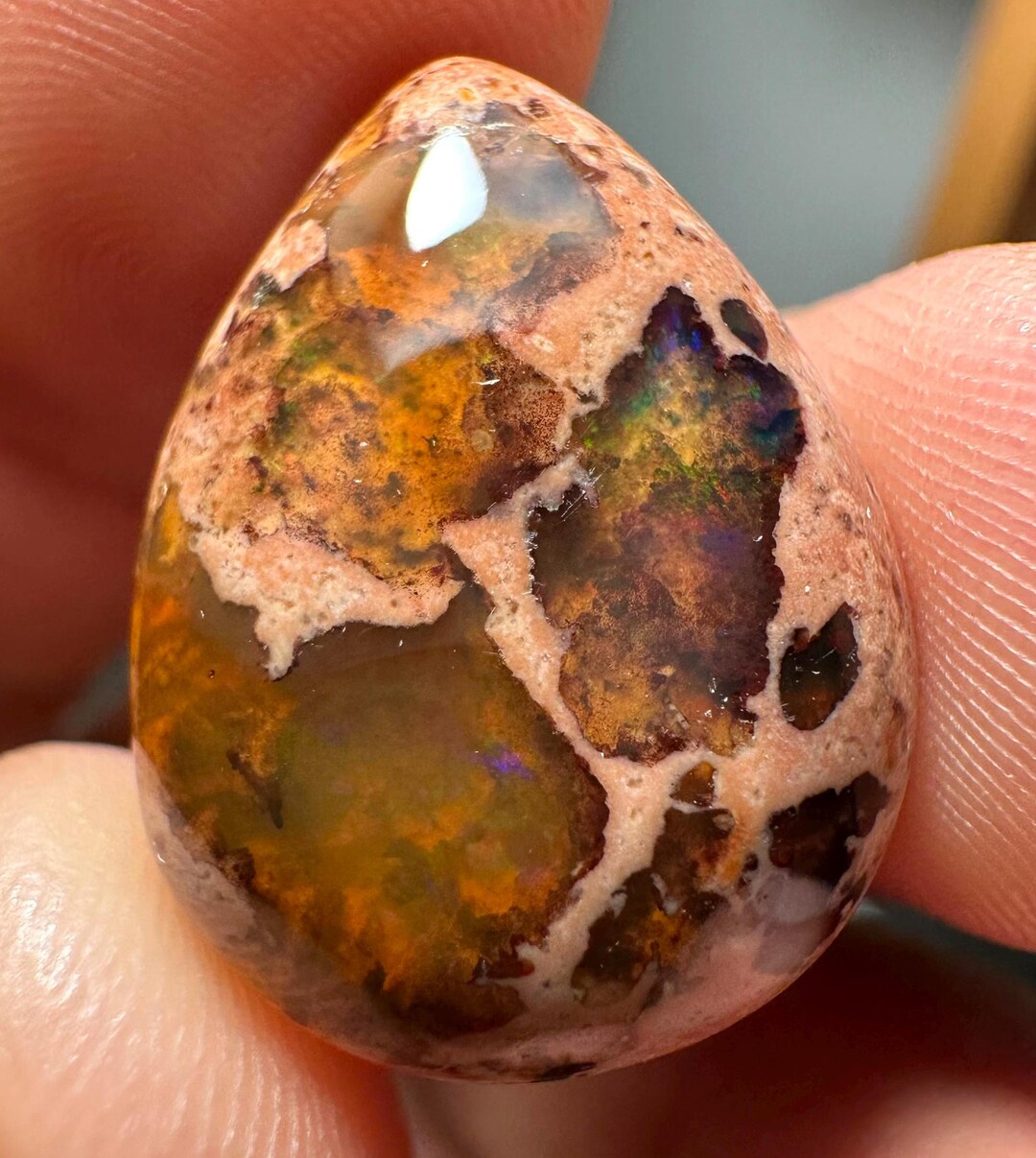 Pear Shape Matrix Opal 22 X 17 X 8 Mm 22 Carats, Black Opal, Australian ...