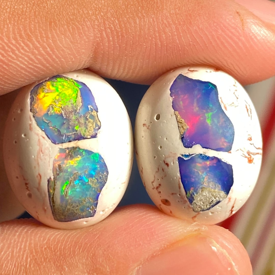 Galaxy Opal Pair 19 X 16 X 6 Mm - Etsy