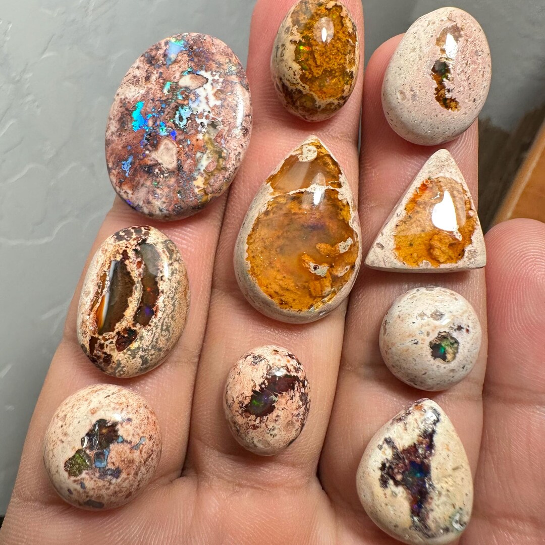 10 Wholesale Batch Cantera Opals Sizes 26 - 13 Mm, Mixed Cab Shapes, Stones for Making Jewelry ...