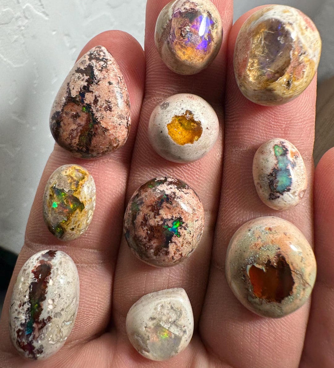 10 Wholesale Batch Cantera Opals Sizes 20.9 12.3 Mm, Mixed Cab Shapes, Stones for Making Jewelry ...