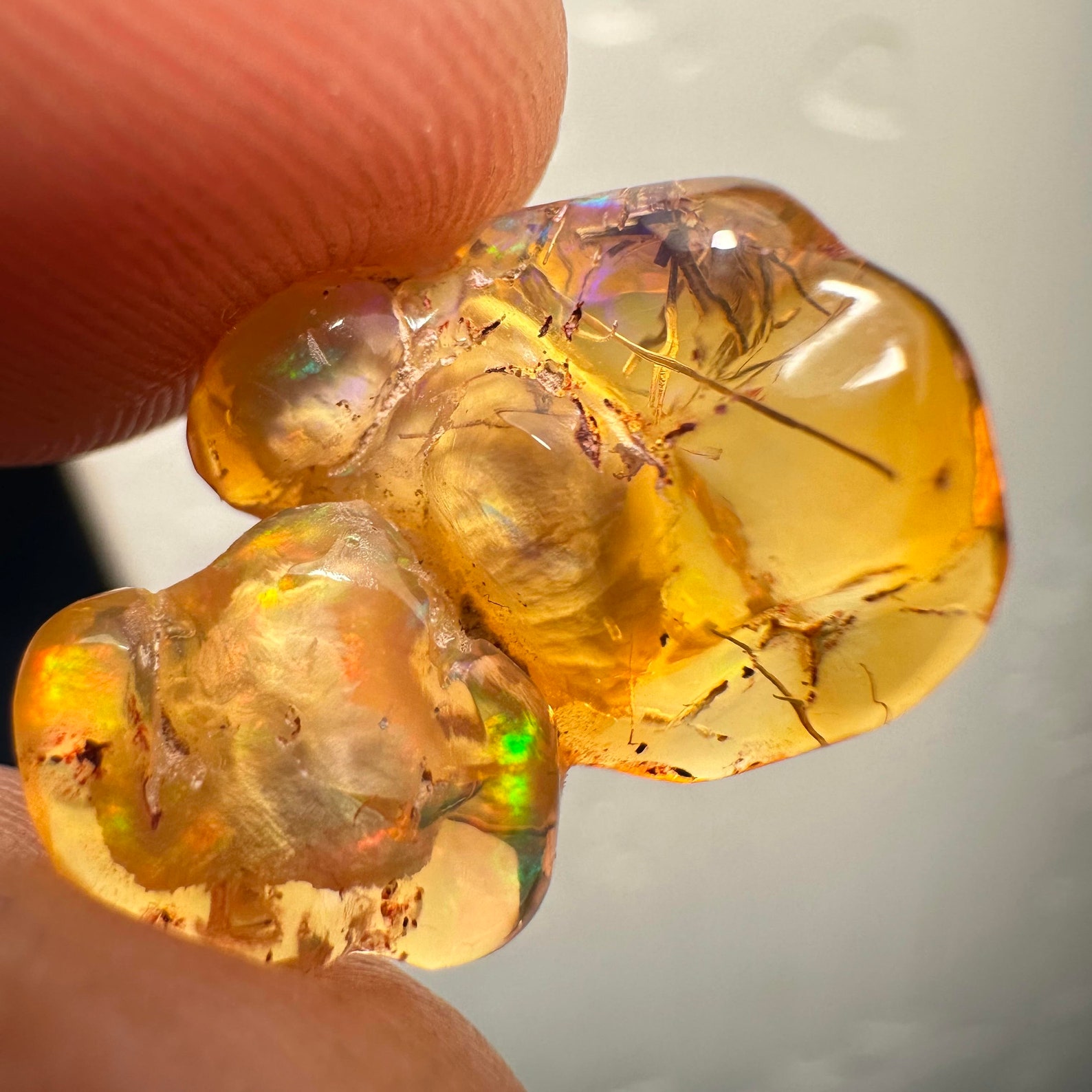 8 Ct Polished Rutile Needle Mexican Fire Opal 18.52 X 13.27 X 7.57 Mm ...