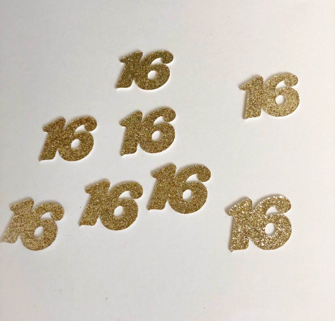 Sweet 16 Gold Confetti Number "16" for Birthday Parties Table Decor ...