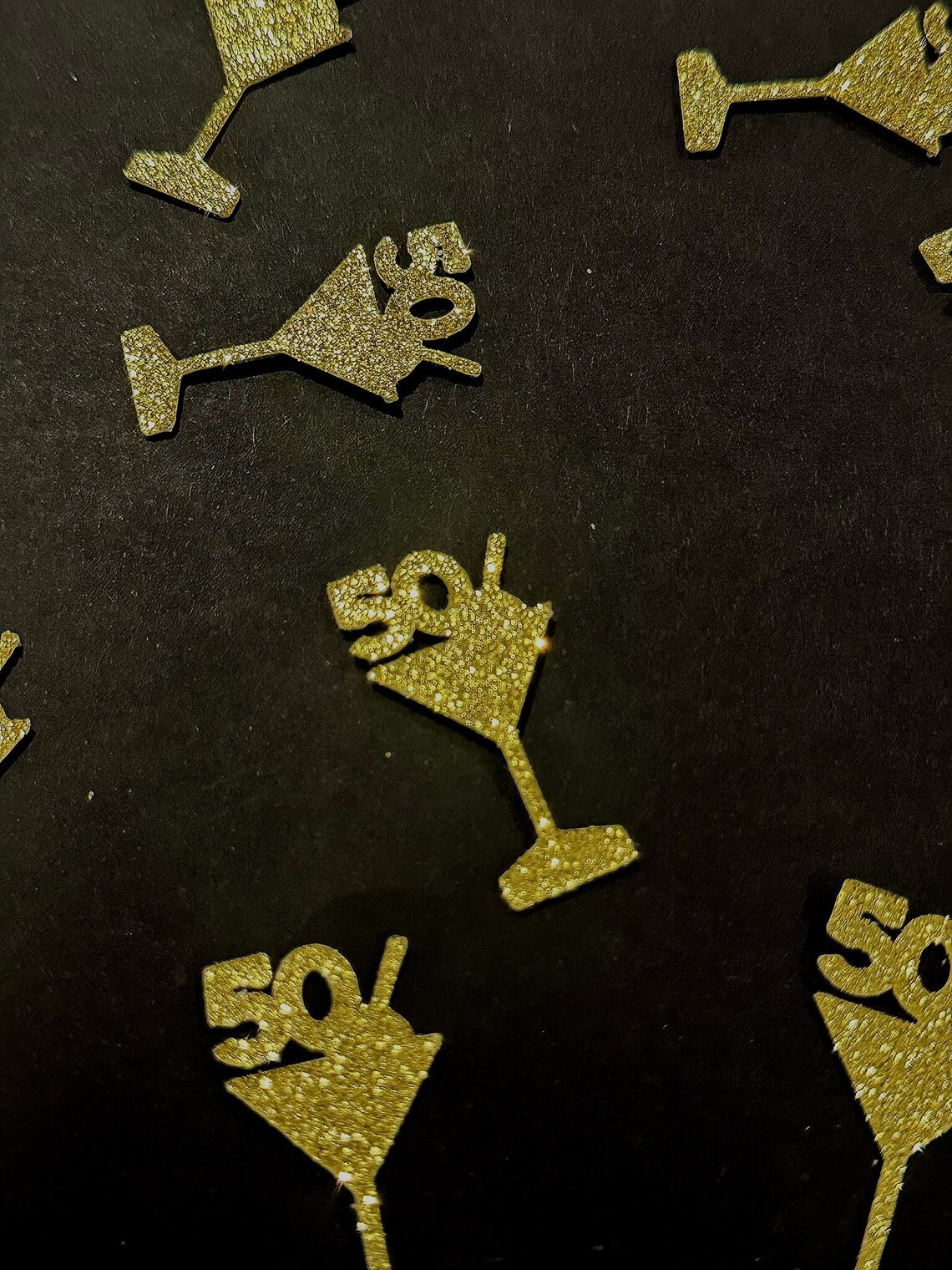 50th Birthday Confetti Gold Glitter Number 50 on Martini Glass Drink ...