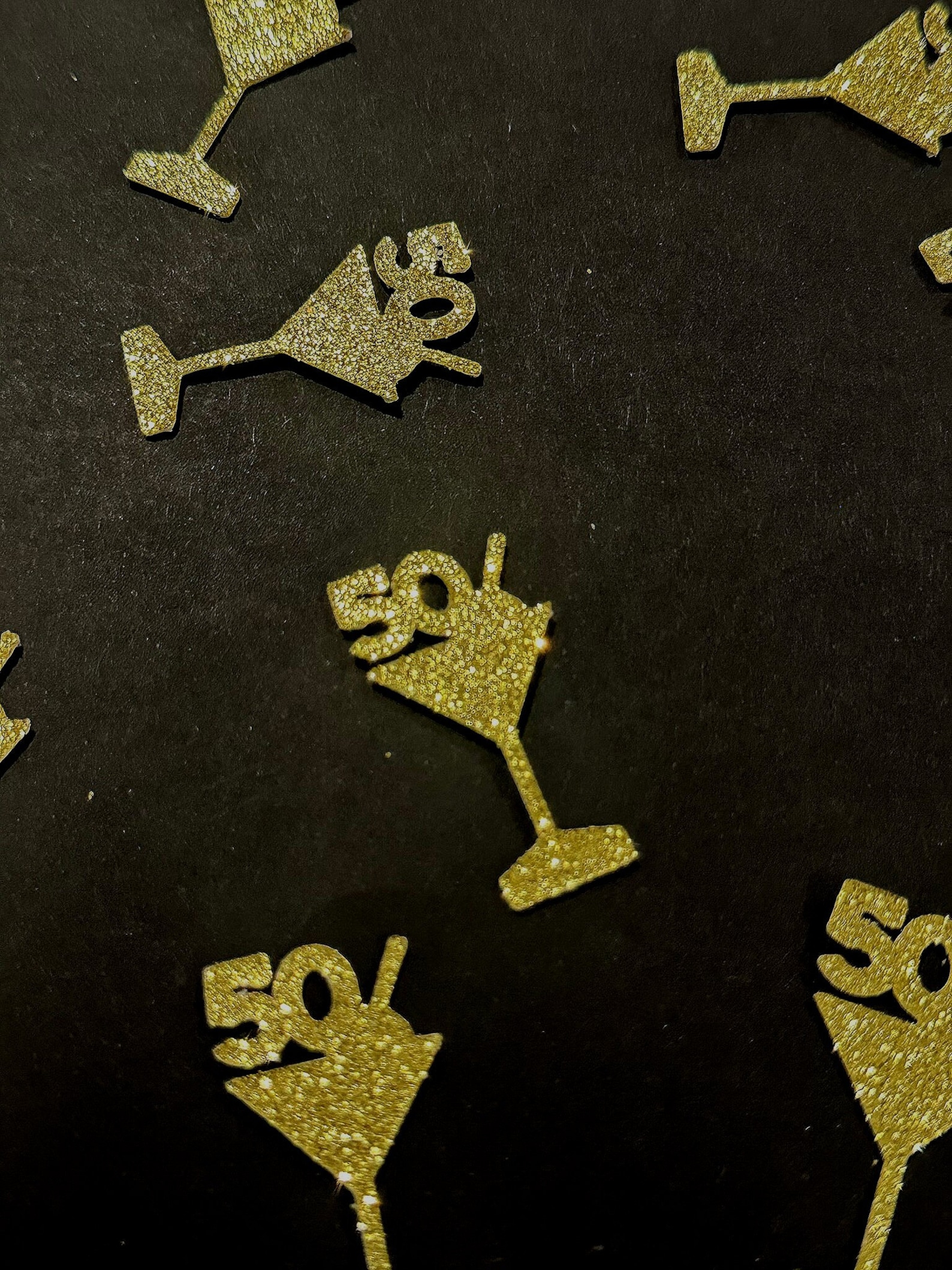 50th Birthday Confetti Gold Glitter Number 50 on Martini Glass Drink ...