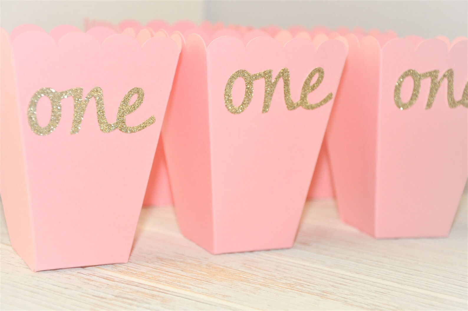 First Birthday Party Popcorn Favor Box Pink and Gold Glitter | Etsy