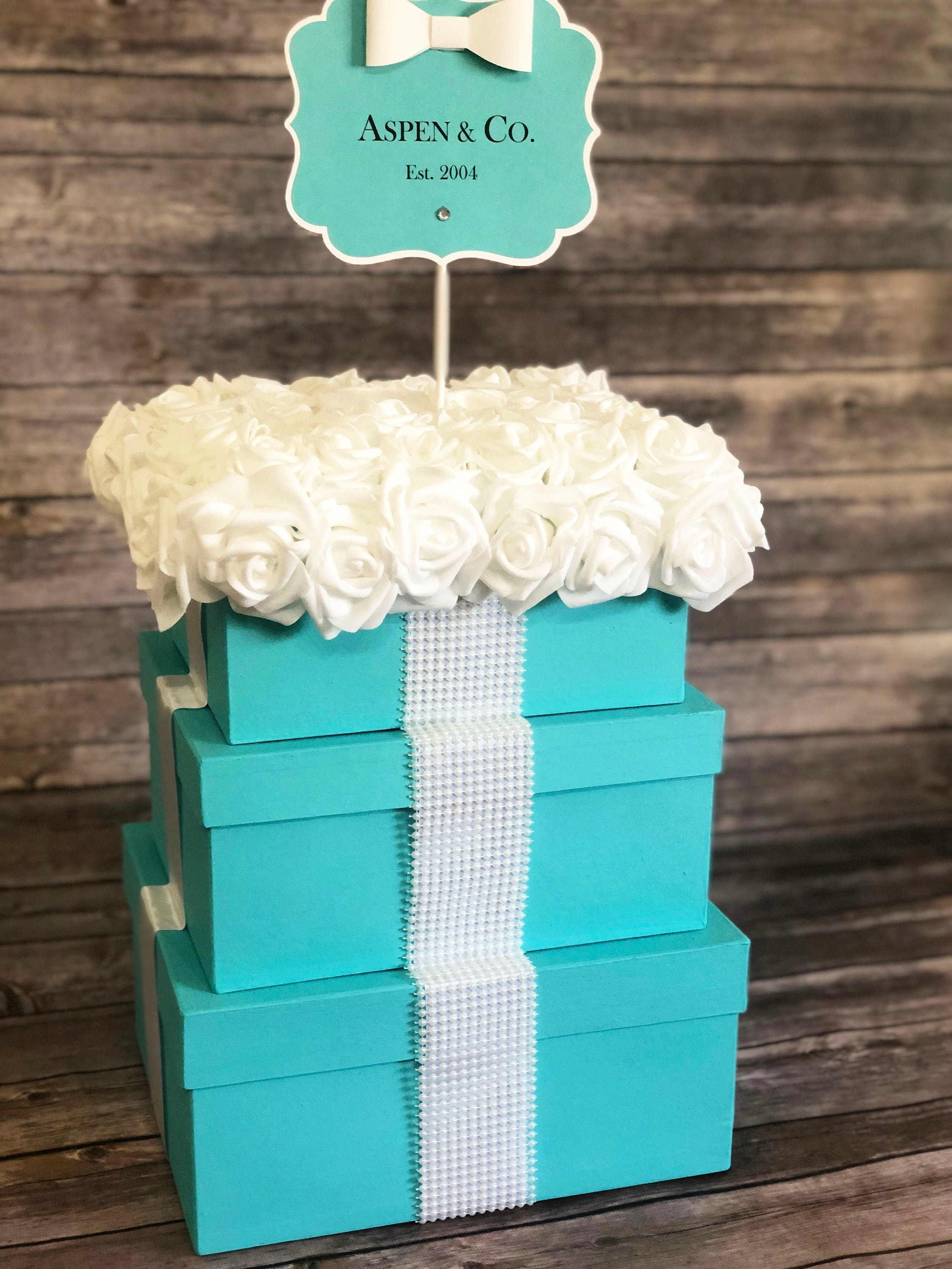 Gift Box Centerpiece Large 3 Tier W/ Pearls, Flowers, Baby and Co ...