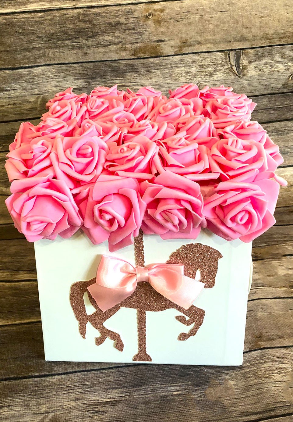 Carousel Centerpiece Box With Carousel Horse and Flowers With | Etsy