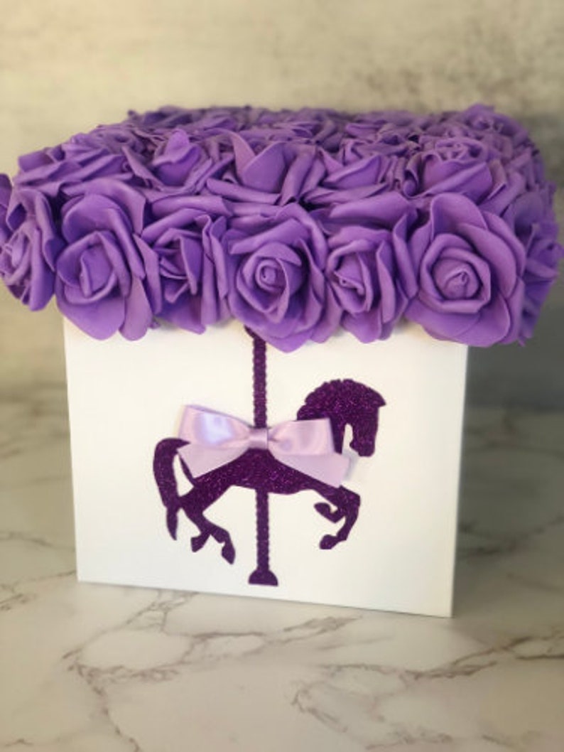 Carousel Centerpiece Box With Carousel Horse and Flowers With - Etsy