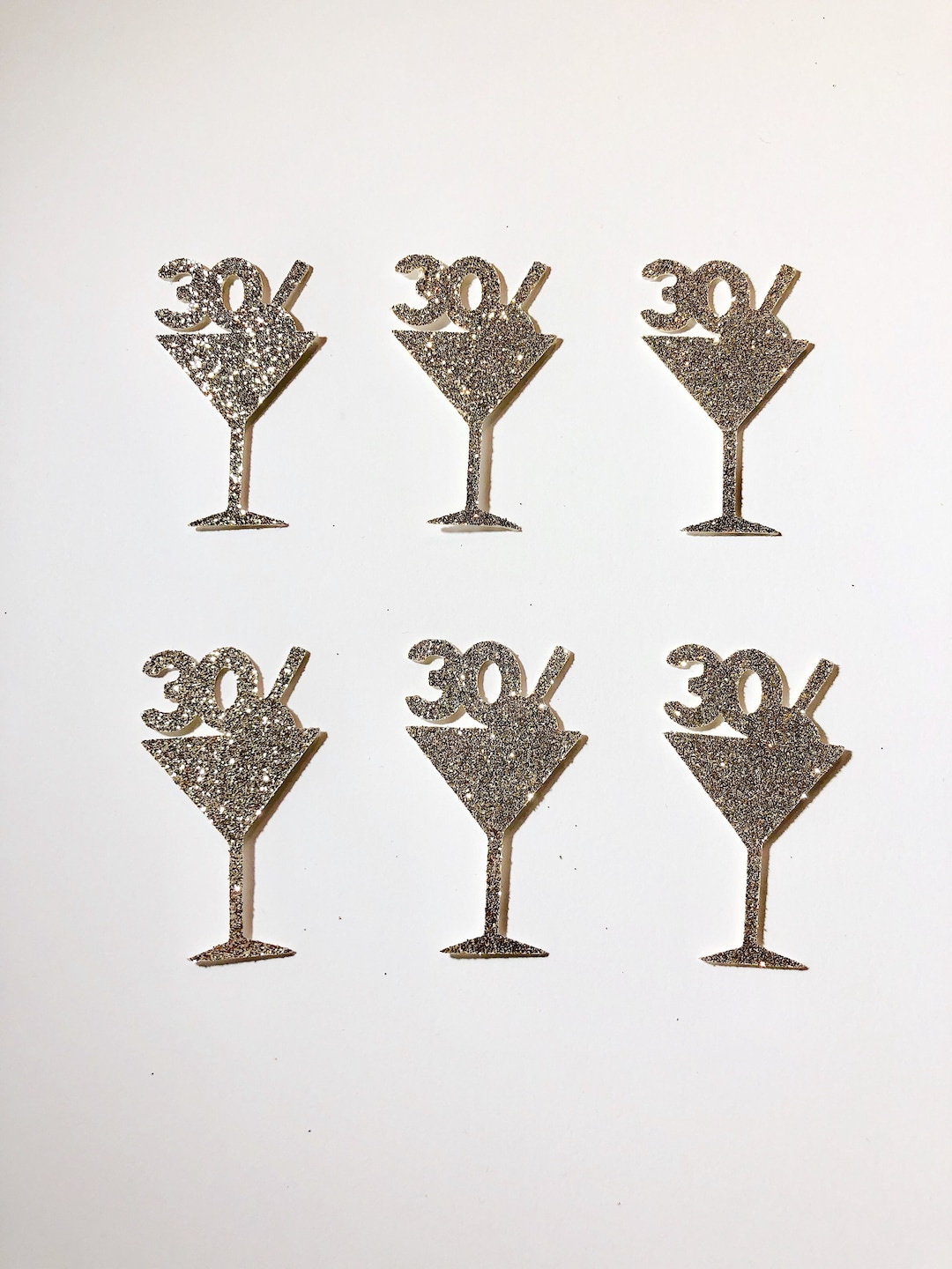 30th Birthday Confetti Gold Glitter Number 30 on Martini Glass Drink ...