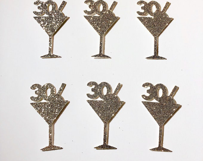 30th Birthday Confetti Gold Glitter Number 30 on Martini Glass - Etsy