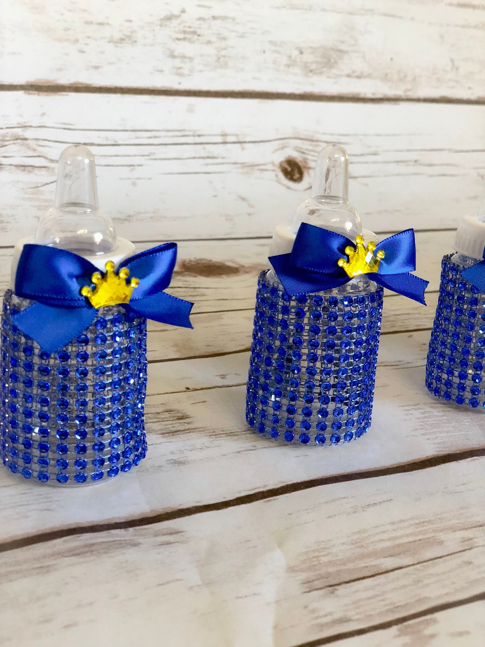 Prince Baby Shower Royal Bottle Favors With Blue Bling and - Etsy