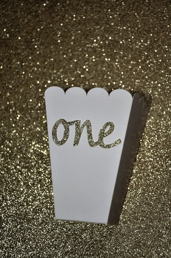 First Birthday Favor Box for Popcorn or Candy White & Gold | Etsy