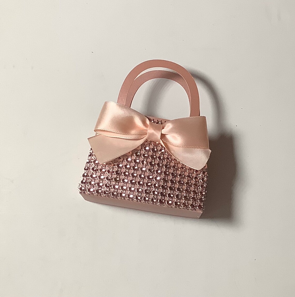 Rose Gold Bling Diamond Mini Purse Favors With Bows for Baby | Etsy