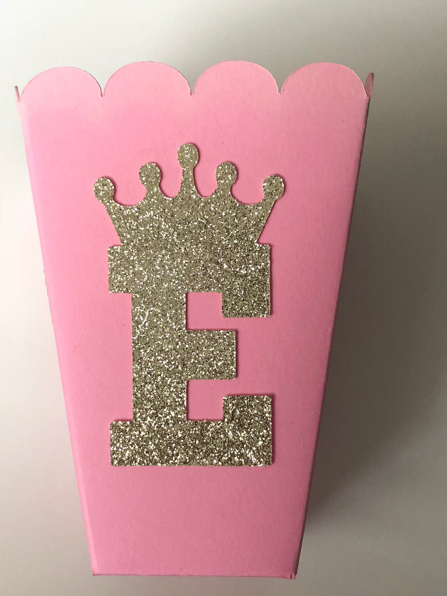 Pink Gold Princess Crown Personalized Initial Popcorn Favor | Etsy