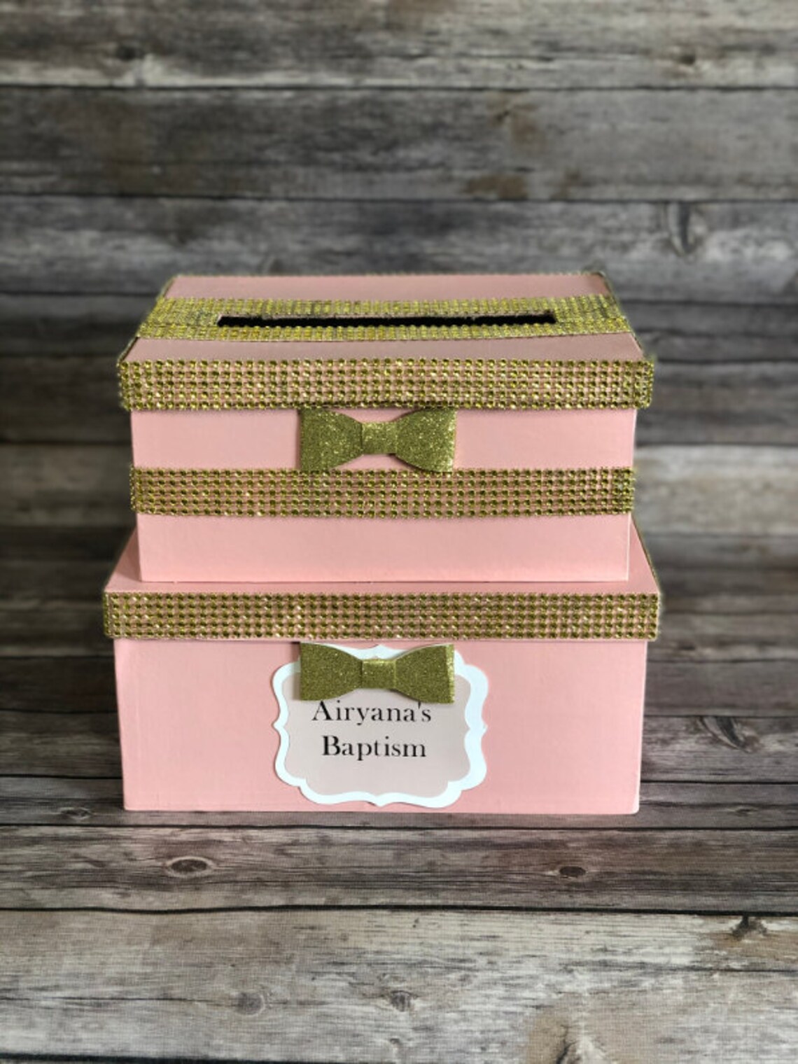 Pink & Gold Money Card Box for Weddings Baby Showers Bridal | Etsy