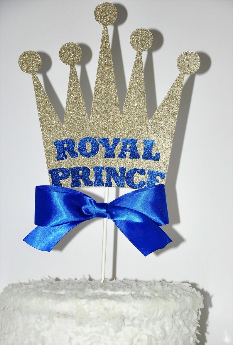 Royal Prince Crown Cake Topper Blue and Gold Baby Showers | Etsy