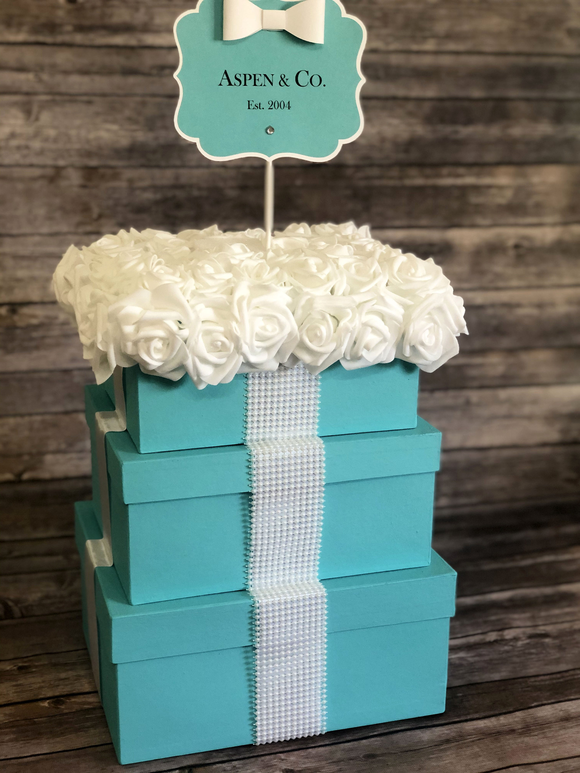 Gift Box Centerpiece Large 3 Tier W/ Pearls Flowers Baby and | Etsy