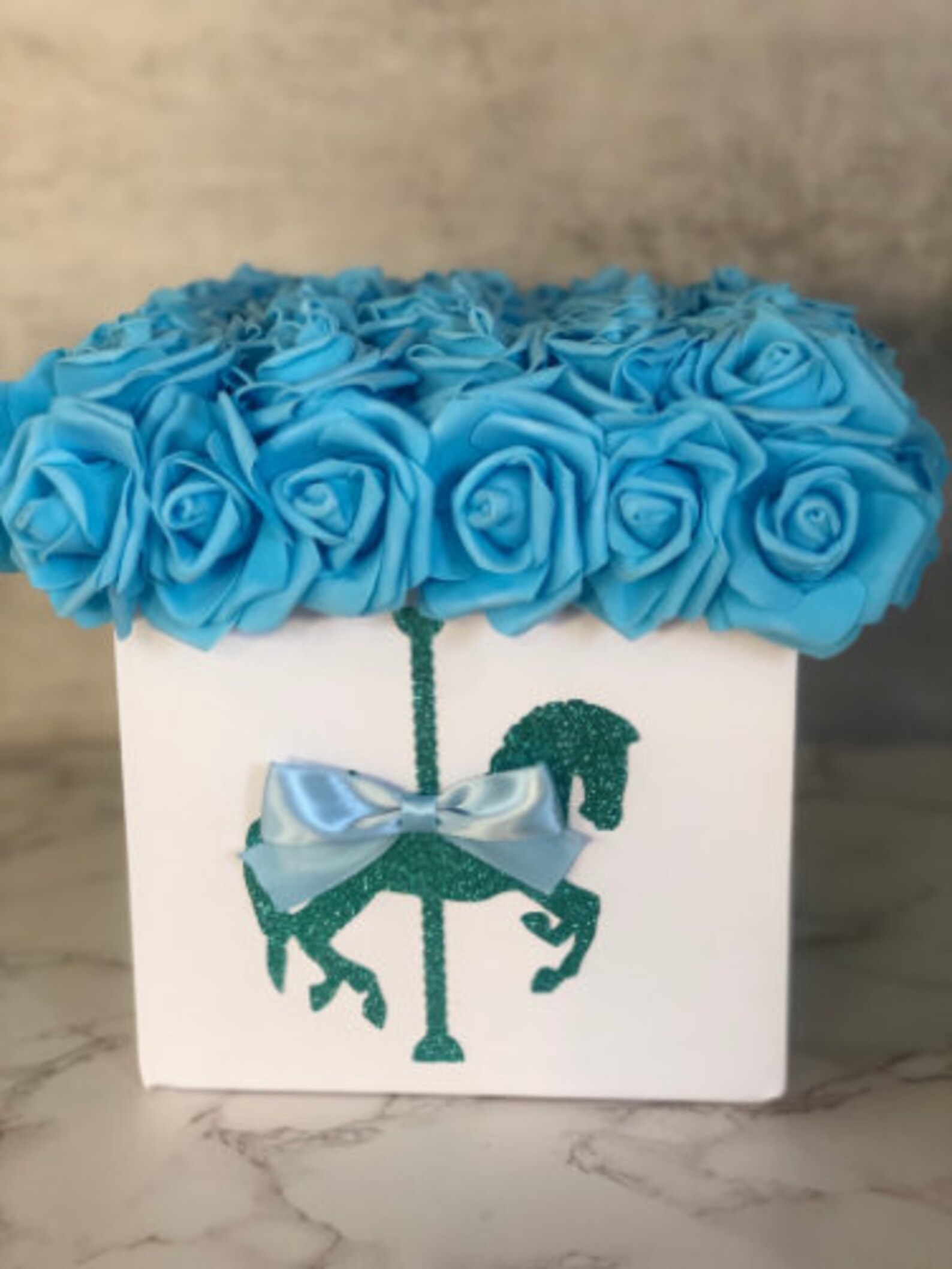 Carousel Centerpiece Box With Carousel Horse and Flowers With | Etsy