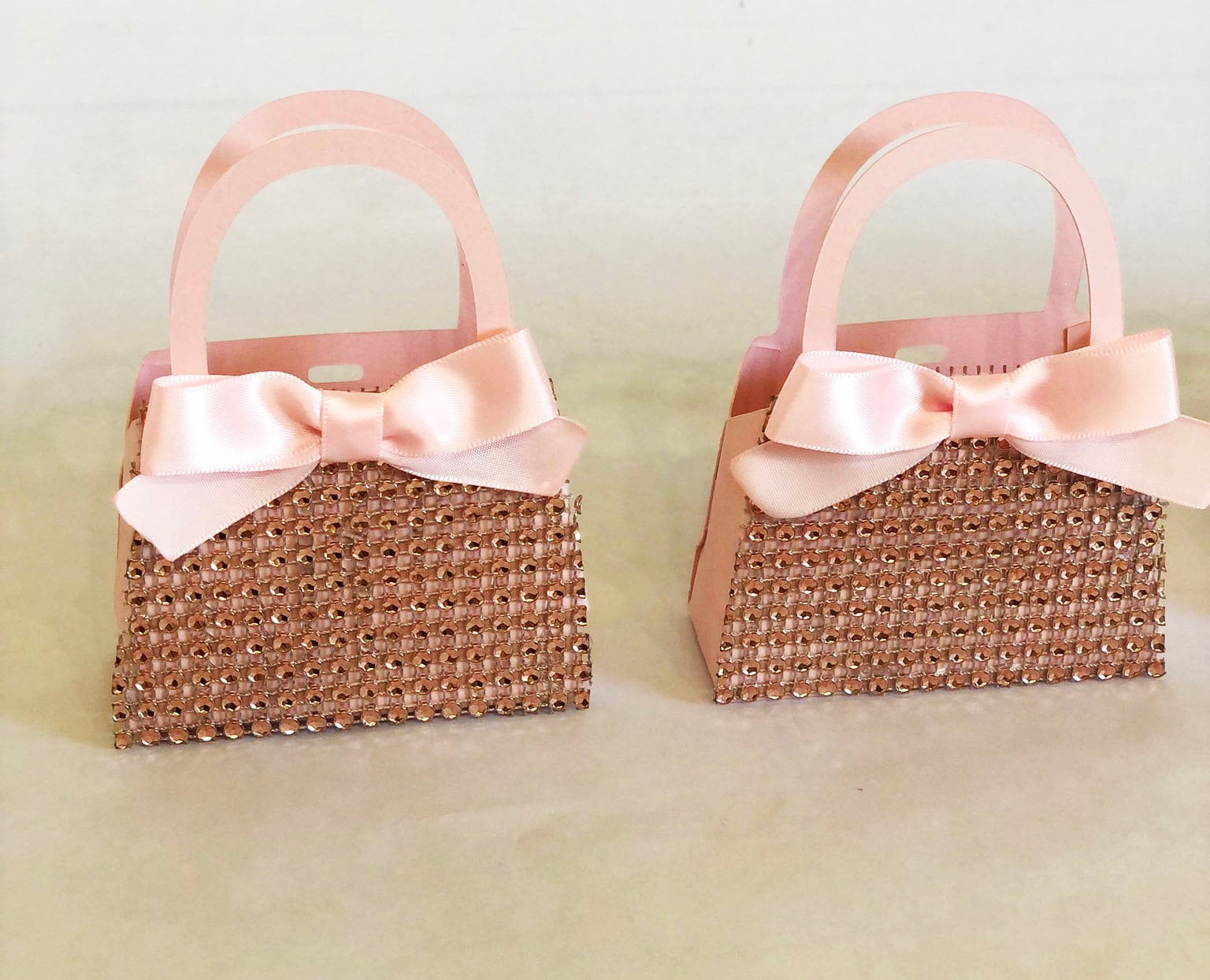 Rose Gold Bling Diamond Mini Purse Favors With Bows for Baby | Etsy