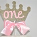 Princess Crown Cake Topper First Birthday Pink & Gold With Pink Bow ...