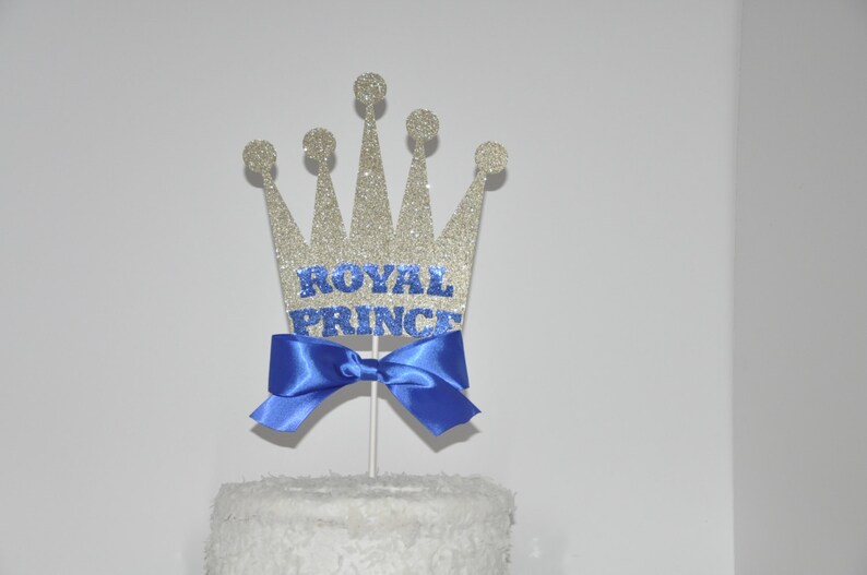 Royal Prince Crown Cake Topper Blue and Gold Baby Showers | Etsy