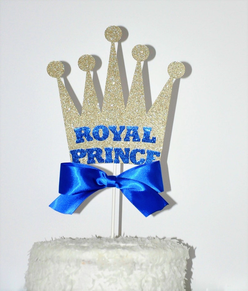 Royal Prince Crown Cake Topper Blue and Gold Baby Showers | Etsy