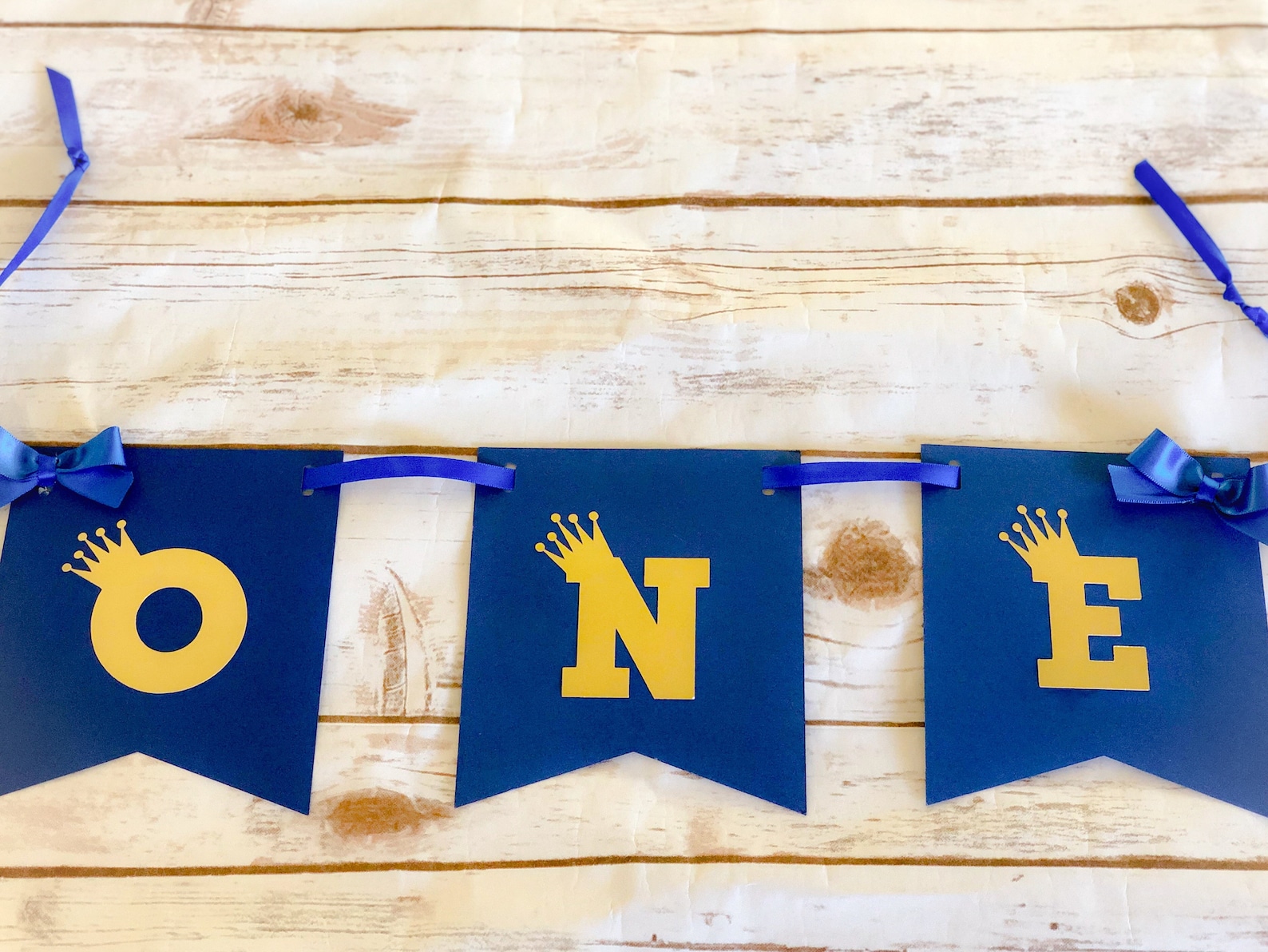 Royal Prince First Birthday One Banner for High Chair or Wall, Royal ...