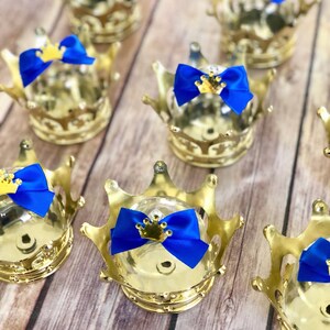 Royal Prince Crown Favor Containers Gold & Blue for Candy Baby Showers ...