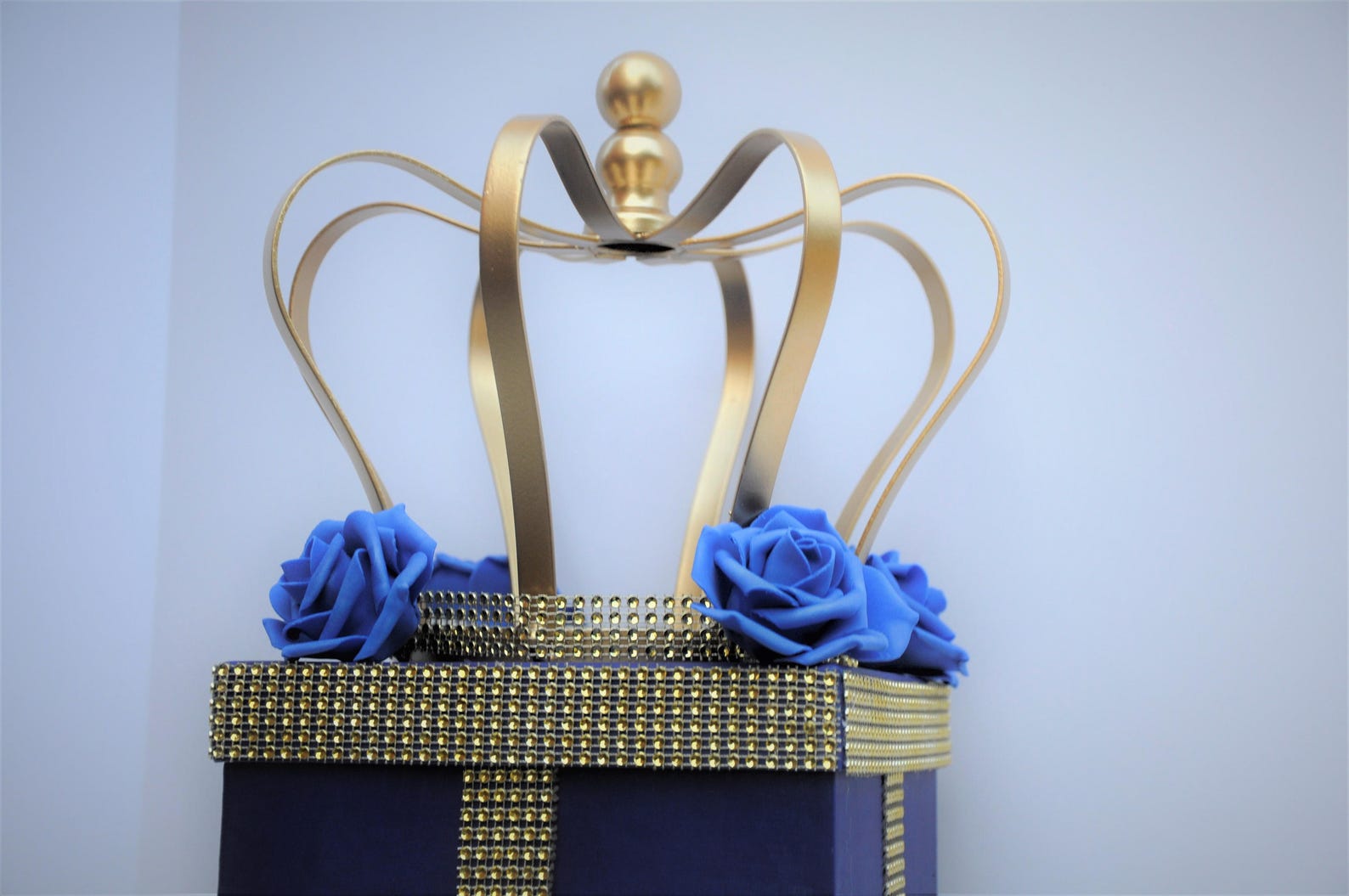 Royal Prince Gold Crown Centerpiece Box Royal Blue and Gold With Bling ...