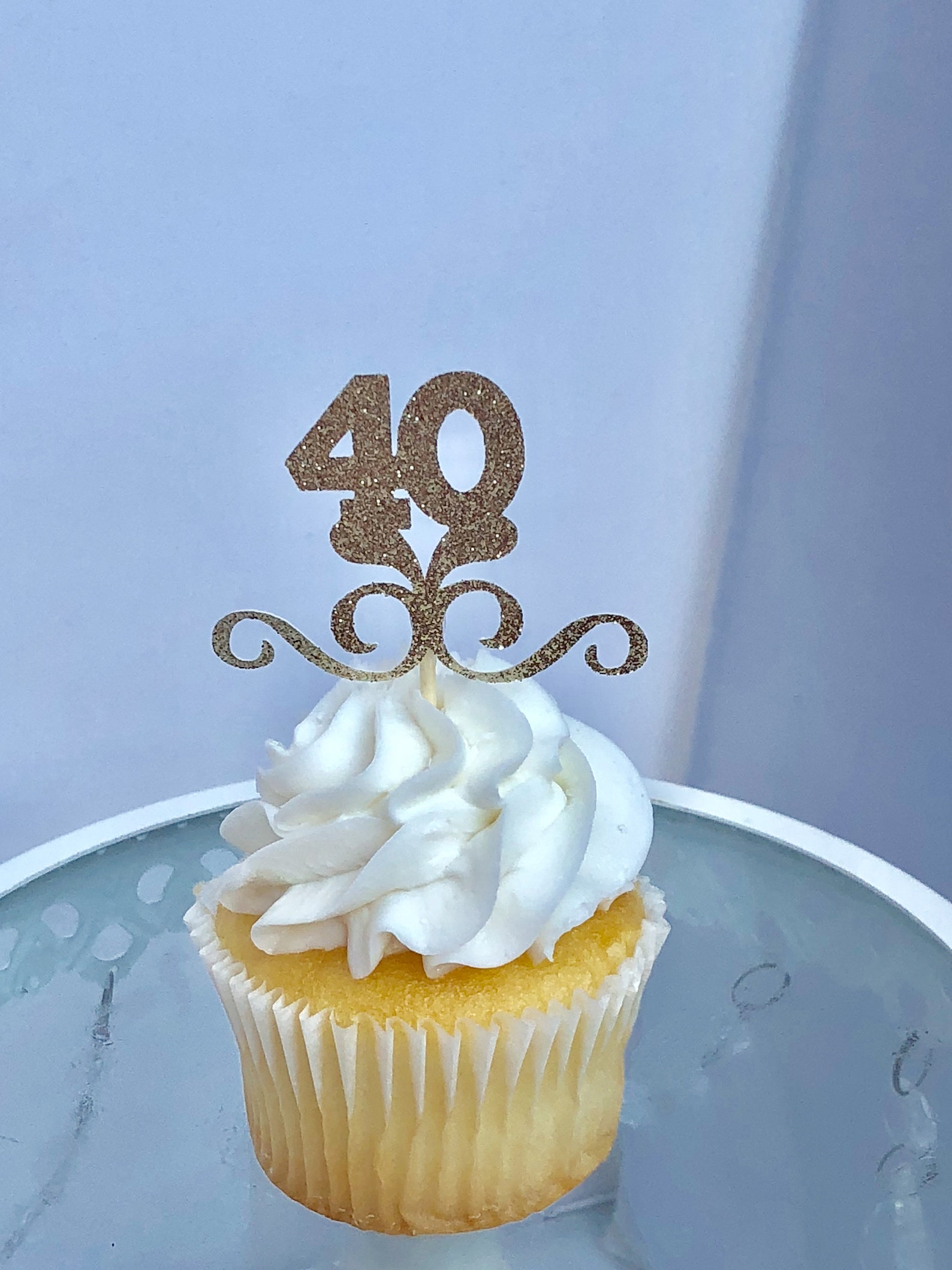 40th Cupcake Toppers for Birthday or Anniversary Champagne Gold Forty ...
