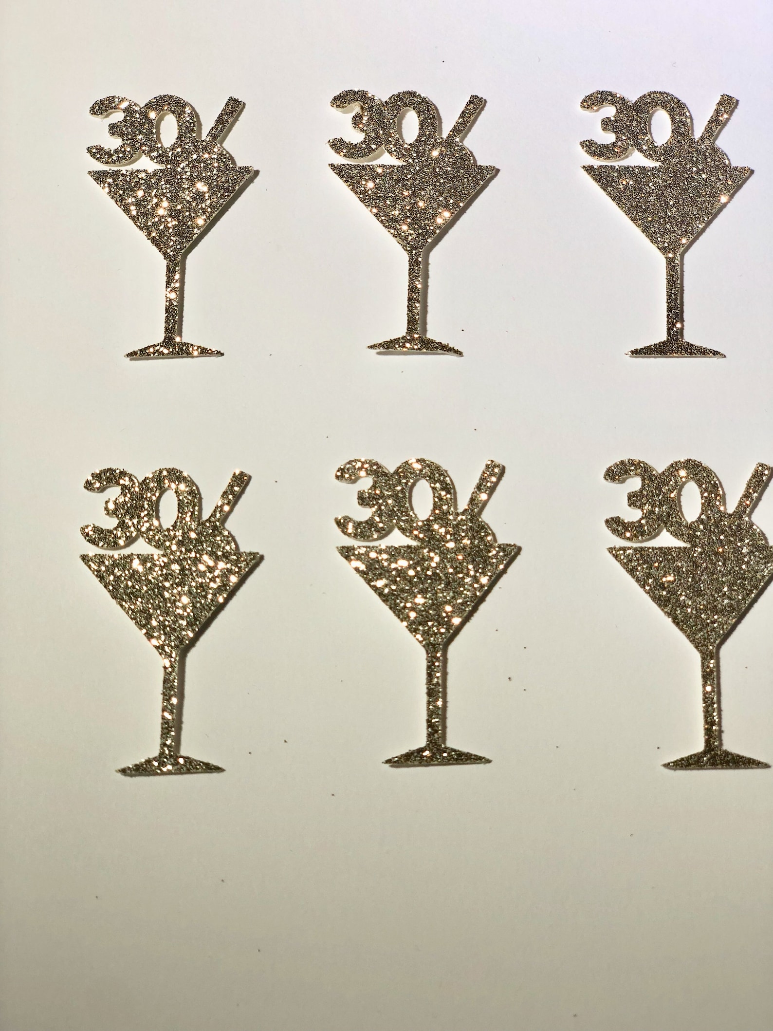 30th Birthday Confetti Gold Glitter Number 30 on Martini Glass Drink ...