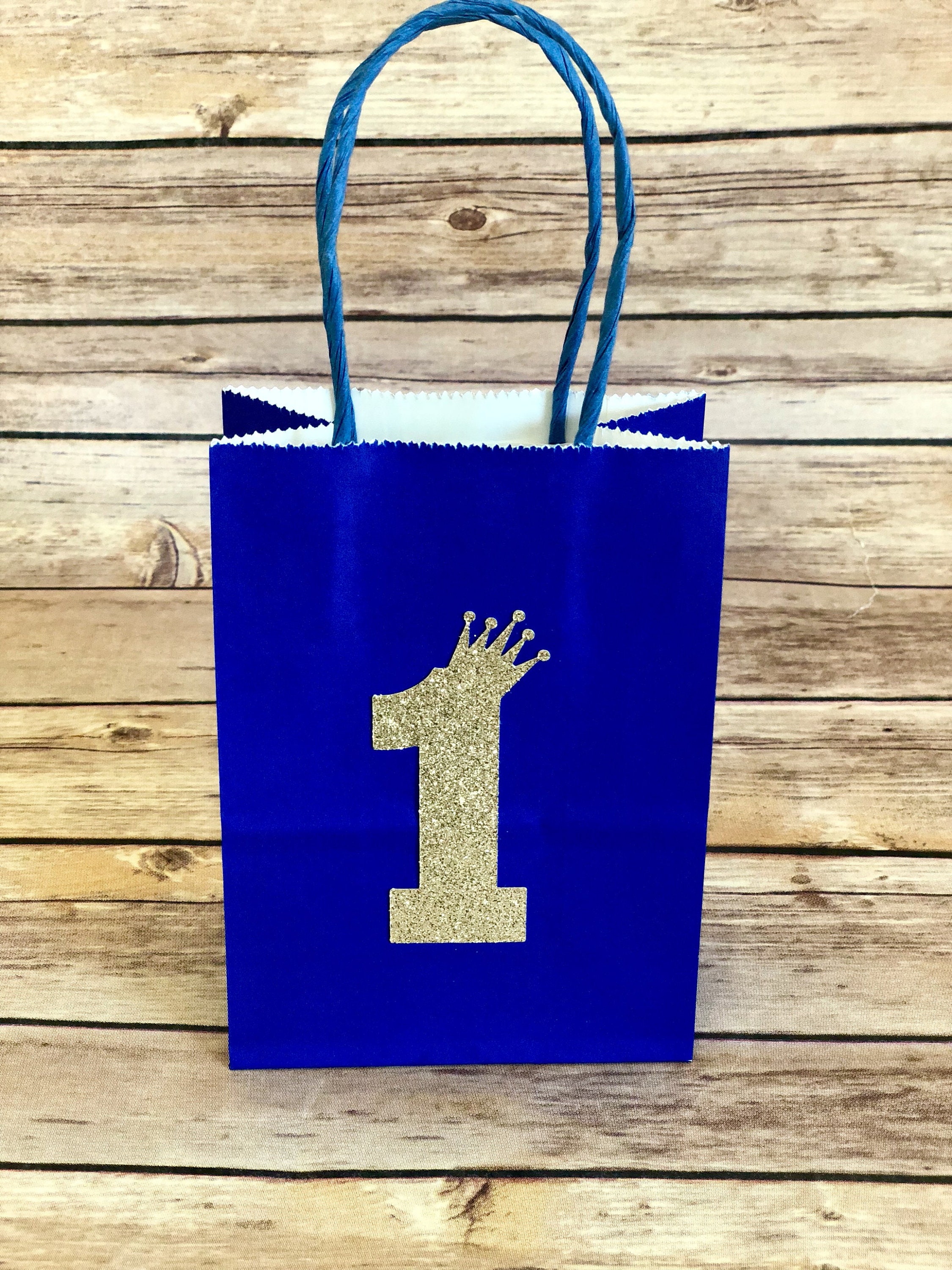Royal Prince First Birthday Favor Bags – Royal Blue & Gold Party Goodie ...