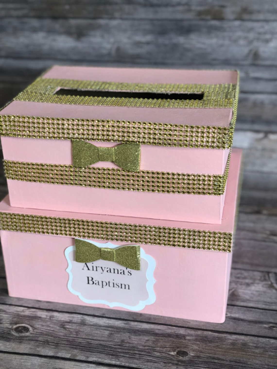 Pink & Gold Money Card Box for Weddings Baby Showers Bridal | Etsy
