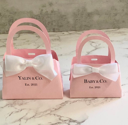 Personalized Mini Purse Favors Pink W/ White Bow. Baby - Etsy