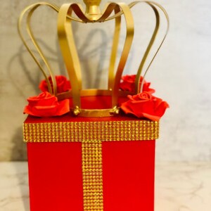 Red and Gold Royal Prince Crown Centerpiece Box 16 Inches Tall With ...