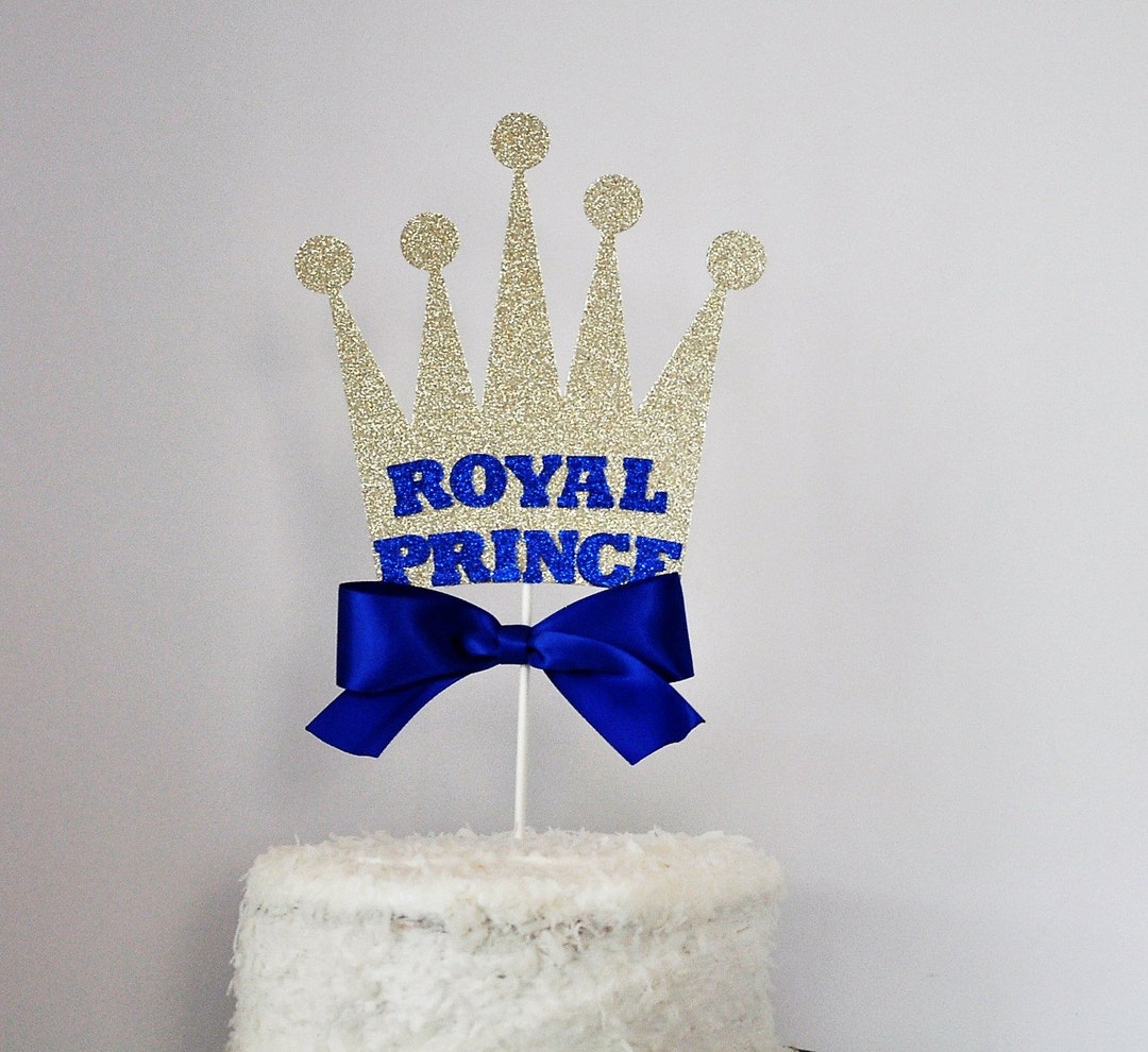 Royal Prince Crown Cake Topper Blue and Gold Baby Showers, Birthday ...