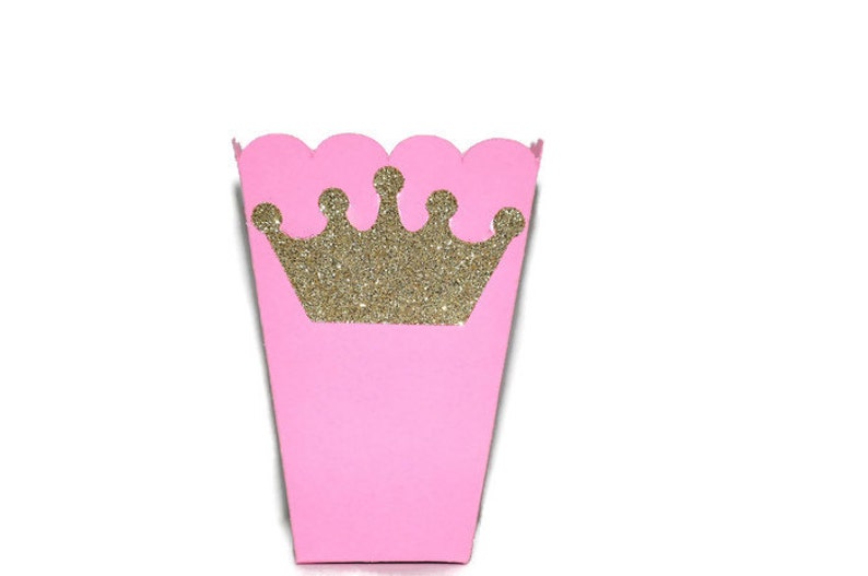 Pink & Gold Princess Crown Favor Box for Popcorn or Candy - Etsy