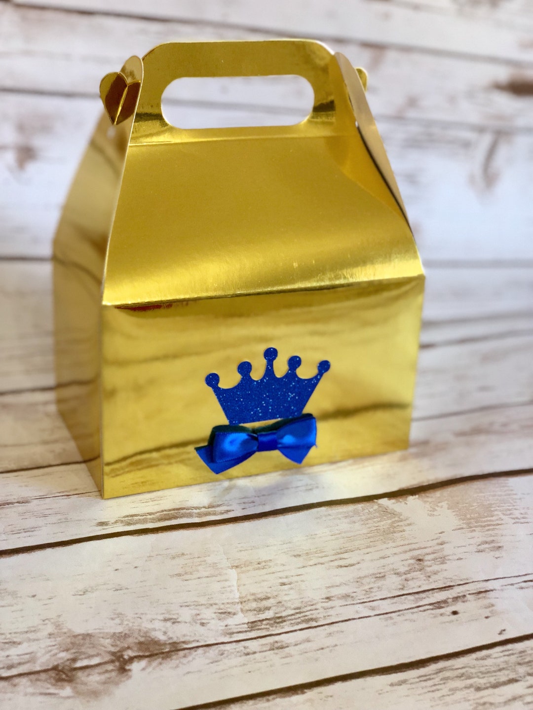 Royal Prince Large Gable Box Gold and Blue for Favors, Treats, Candy ...