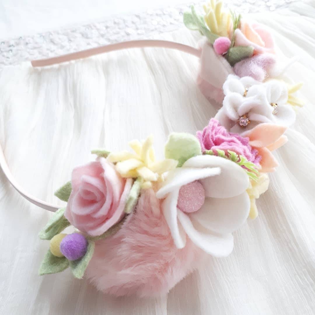 Spring Flowers Pompoms Crown/ Felt Flower Headband/ Felt - Etsy