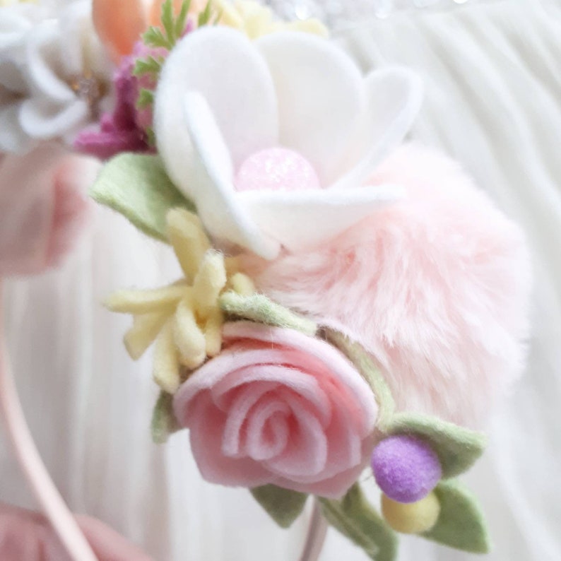 Spring Flowers Pompoms Crown/ Felt Flower Headband/ Felt | Etsy