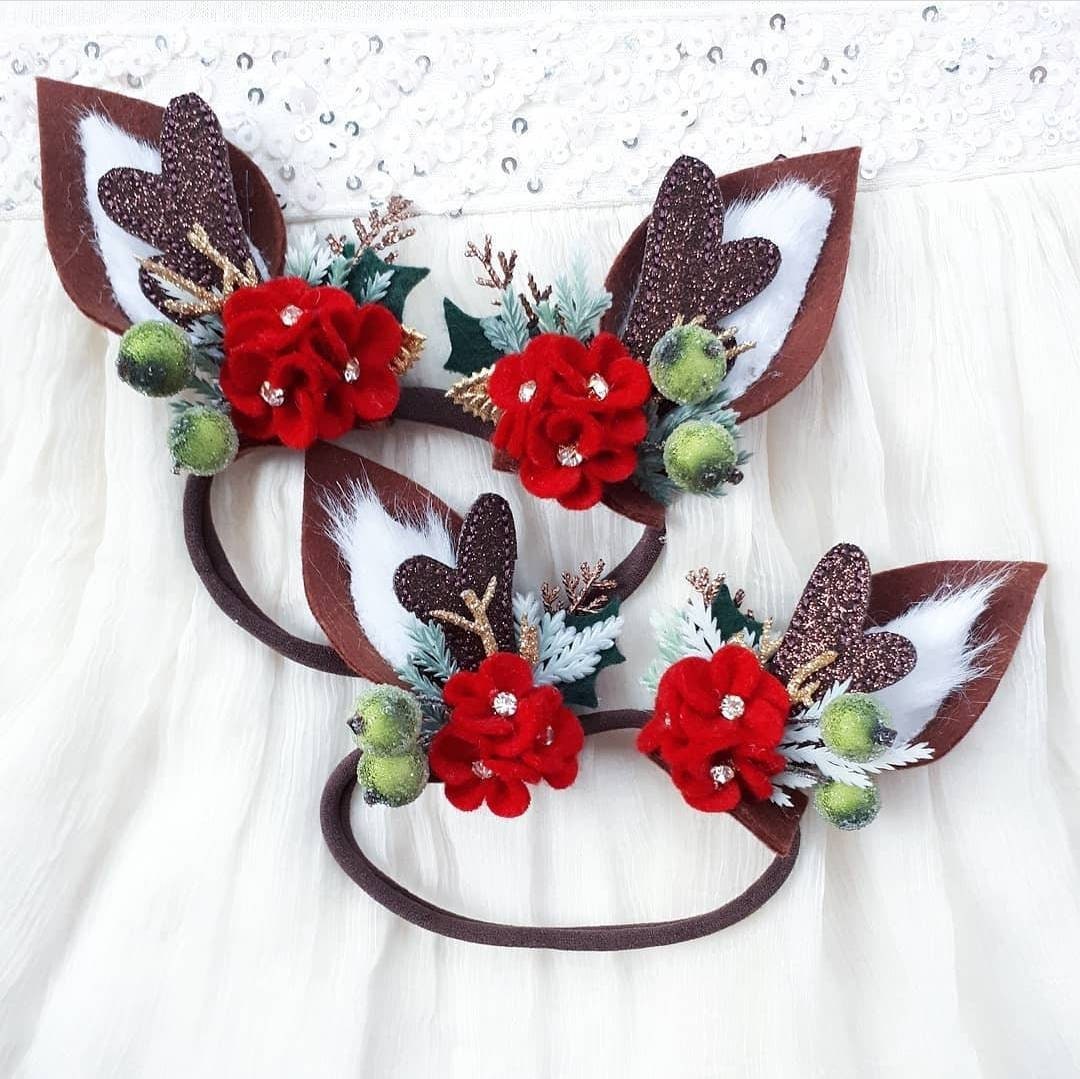 Fawn Ears dif designs/Christmas reno ears clips or headband /xmas ...