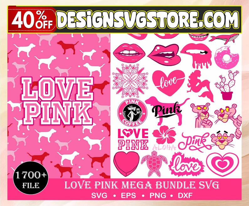 Love of Pink SVG Bundle Nation A Pink Dog Svg Png Dxf - Etsy