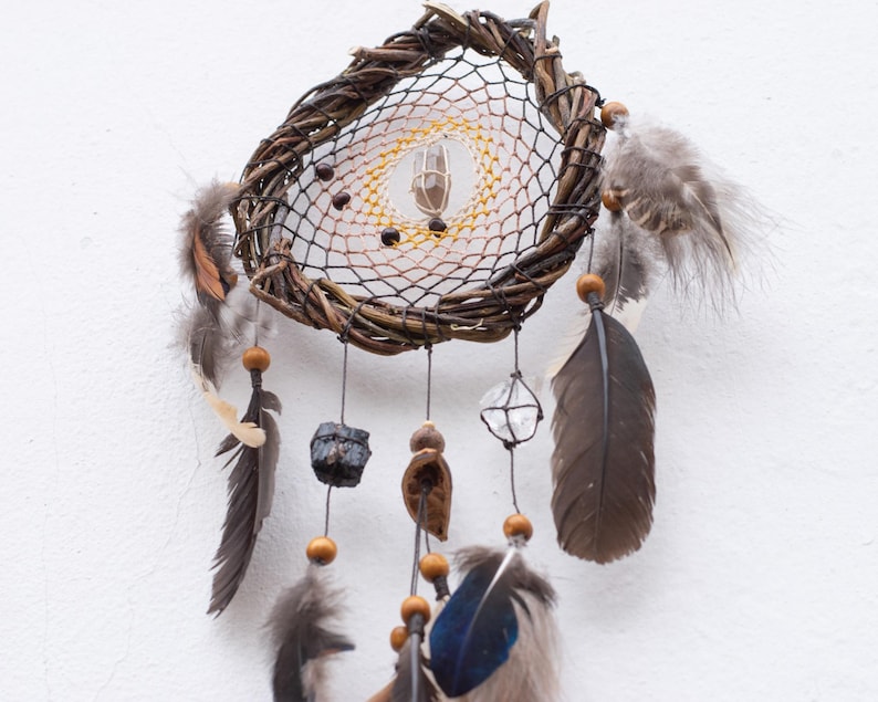 Protection Stones Dream Catcher Shamanic Wheel, Natural Healing Wall ...