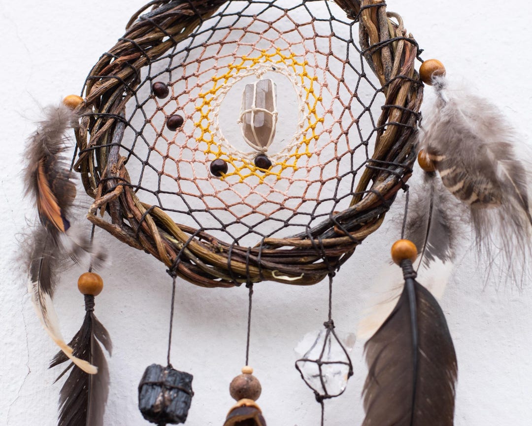 Crystals Protection and Healing Dreamcatcher, Spiritual Protection Wall ...