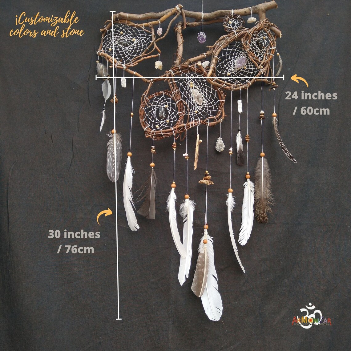 Handmade Dreamcatcher Natural Decor With Healing Crystals - Etsy