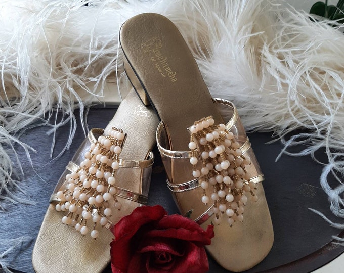1960s Beaded Jewel Jelly Bean Party Sandals by Hawaiian Fashions Size 7 ...